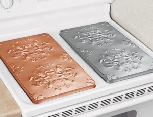 VINTAGE EMBOSSED METAL BURNER COVERS - SILVER (SET OF 2) METAL BURNER ...